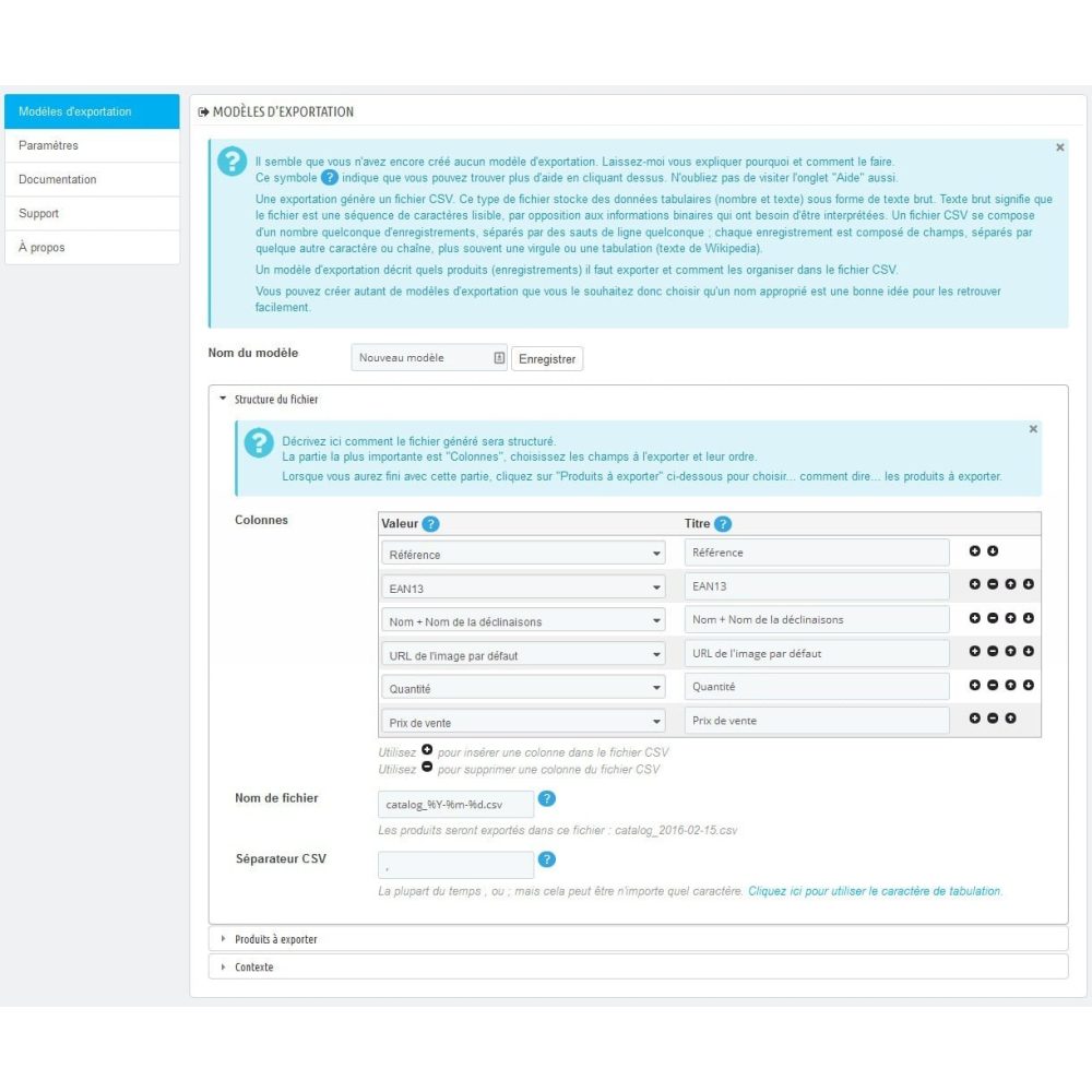 Module Prestashop export de catalogue
