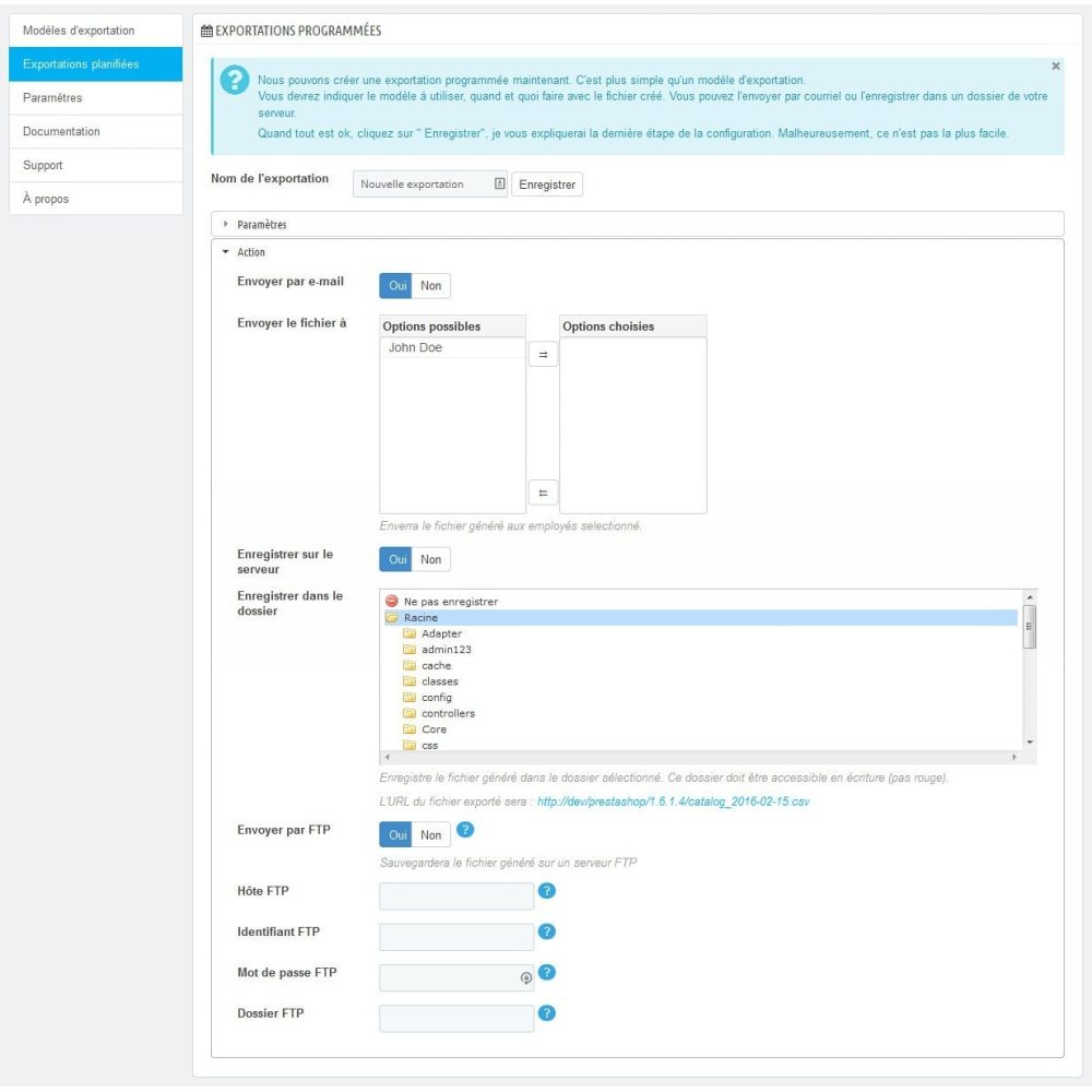 Module Prestashop export de catalogue